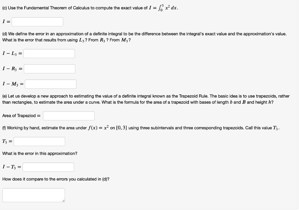 use the fundamental theorem of calculus to compute the exact value of x ...
