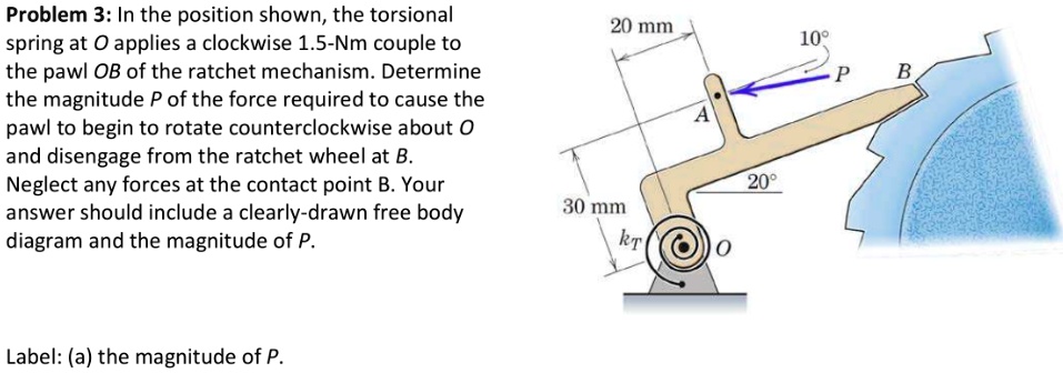 SOLVED: Problem 3: In the position shown, the torsional spring at O ...