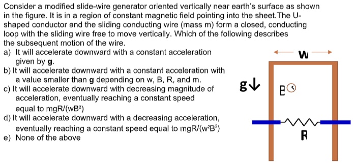 SOLVED: Consider modified slide-wire generator oriented vertically near ...