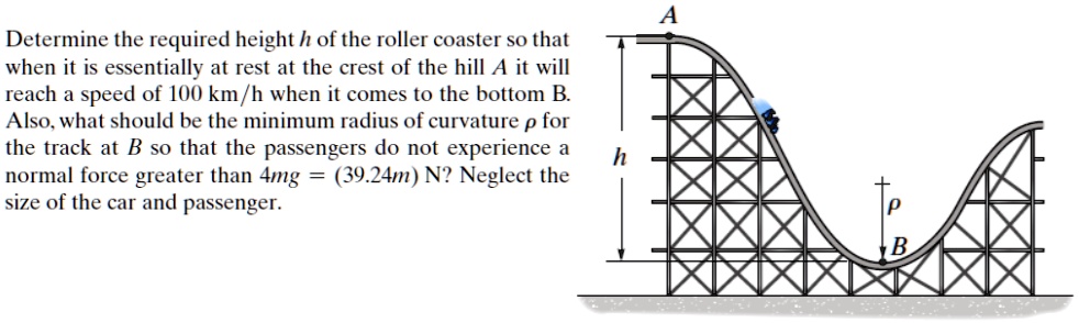 SOLVED: A Determine the required height h of the roller coaster so that ...