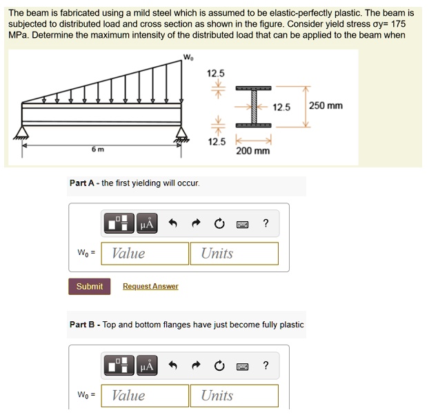 SOLVED: Please help as soon as possible. The beam is fabricated using ...