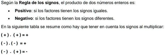 SOLVED: necesito ayuda es de matemáticas Según la Regla de los signos ...