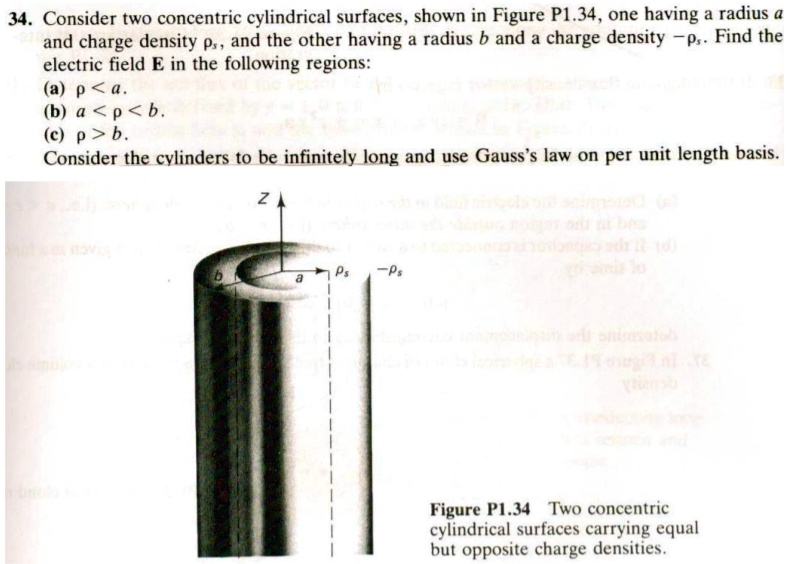 Consider two concentric cylindrical surfaces, shown in Figure P1.34 ...