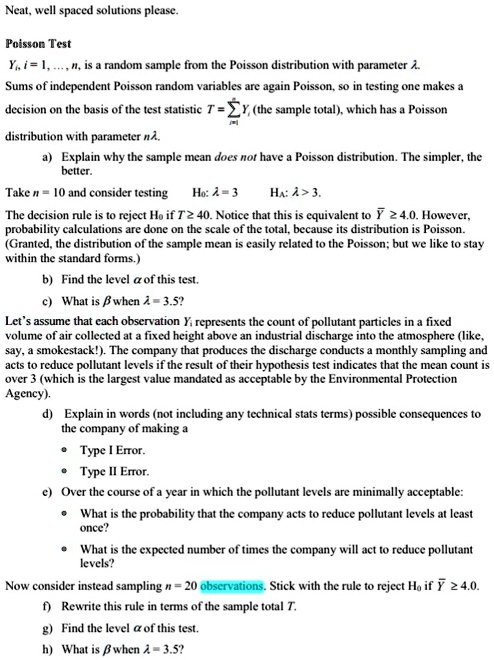 SOLVED: Neat; well spaced solutions pleuse: Poissor Test Kii = rndom ...