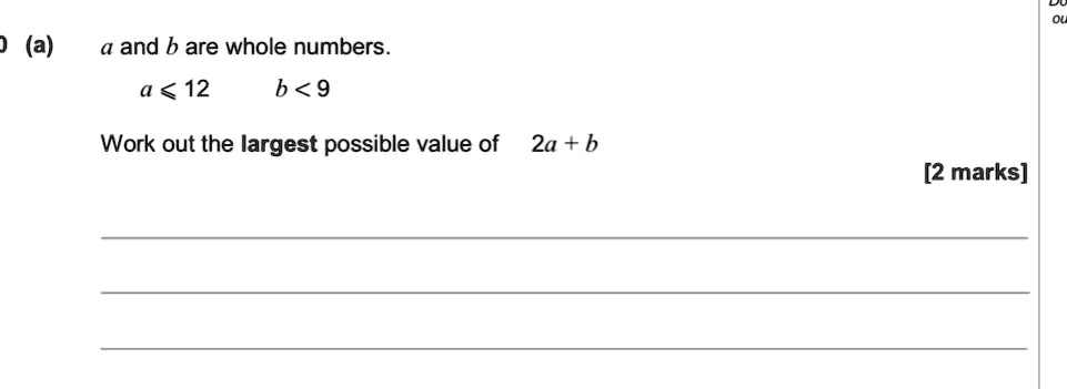 (a) a and b are whole numbers. a