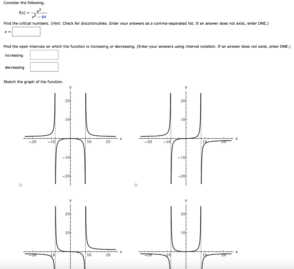 SOLVED: Consider the following f(x) Find the critical numbers (Hint ...