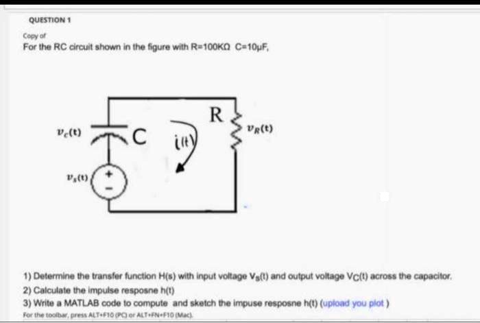 SOLVED: For the RC circuit shown in the figure with R = 100 kÎ© and C ...