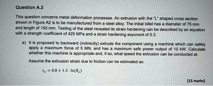 SOLVED: Question A.2 This question concerns metal deformation processes ...