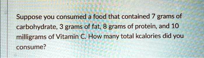 Suppose you consumed a food that contained 7grams of...