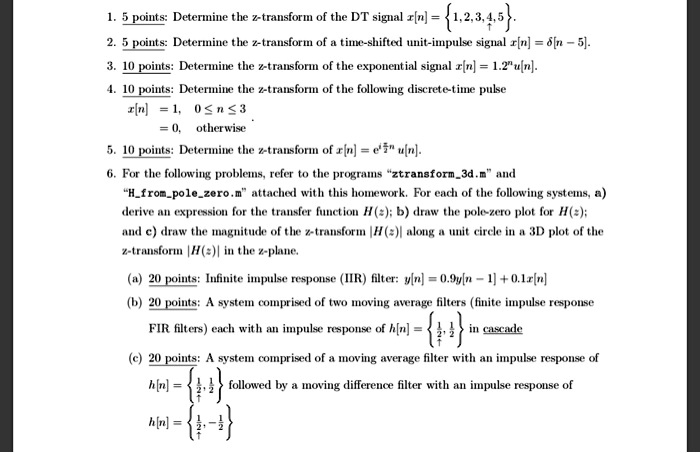 1 5 points determine the z transform of the dt signal n12345 2 5 points determine the z ...