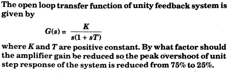 Solved The Open Loop Transfer Function Of Unity Feedback System Is Given By K Gs 81 St