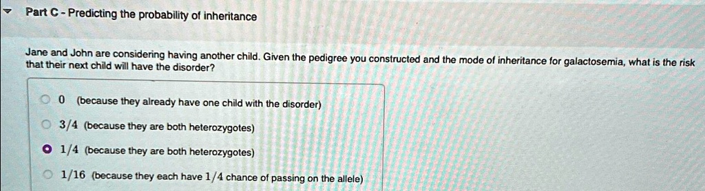 SOLVED: Part C - Predicting the probability of inheritance Jane and ...