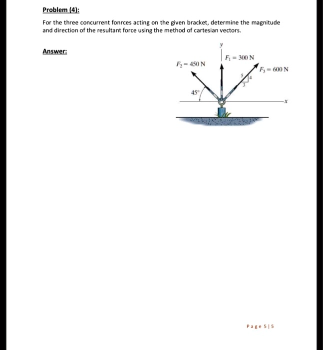 SOLVED: Problem (41): For the three concurrent forces acting on the given bracket, determine the ...