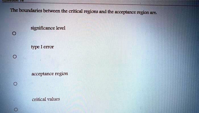 The boundaries between the critical regions and the acceptance region ...