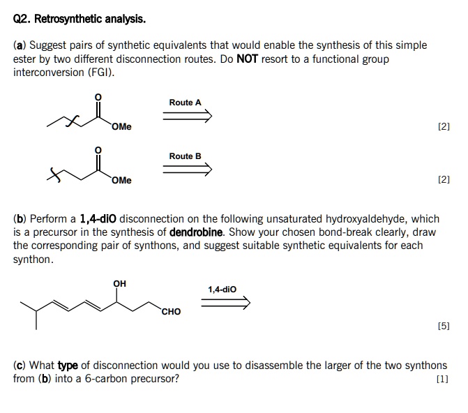 02 retrosynthetic analysis suggest pairs of synthetic equivalents that ...