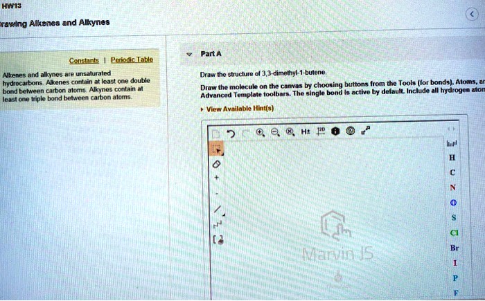 SOLVED: HW1J rawing Alkenes and Alkynes Pan A Concunli Pejoulc Iable ...