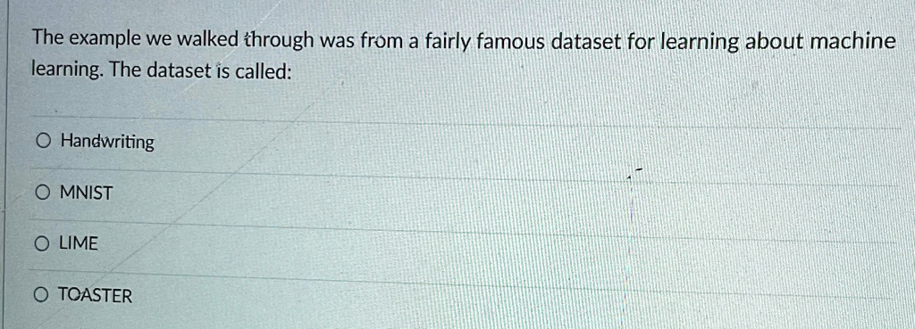 The example we walked through was from a fairly famous dataset for ...