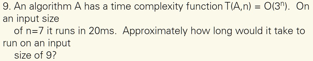Solved An Algorithm A Has A Time Complexity Function Tan O3 On 5608
