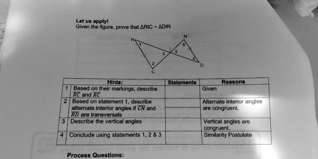 SOLVED: Let us apply. Given the figure, prove that ARIC ADIN. Hints ...