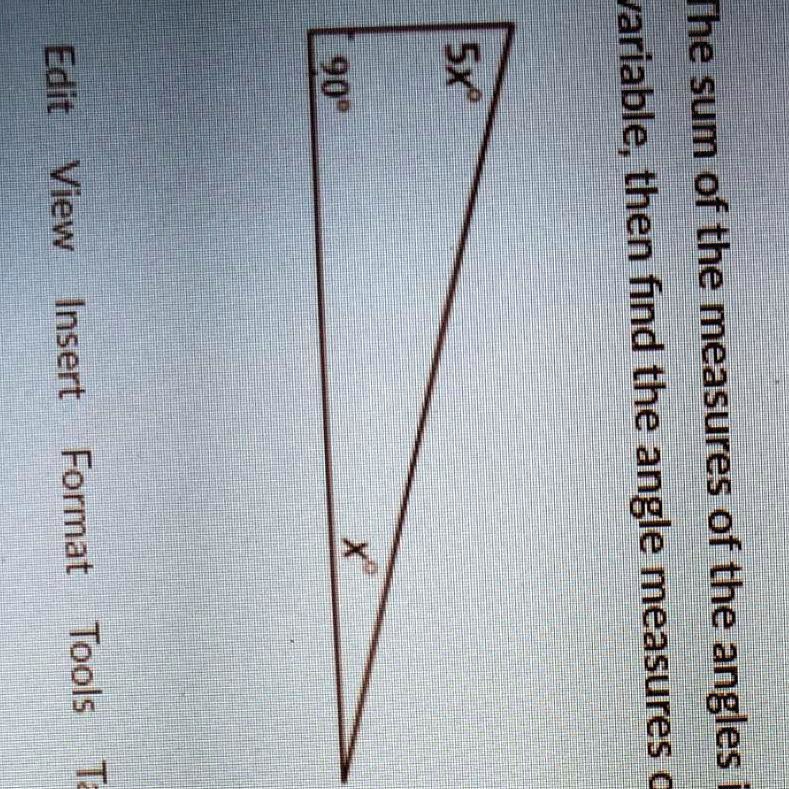 SOLVED: 'The sum of the angles in a triangle are 180 degrees. Find the ...