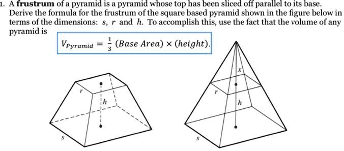 1. A frustrum of a pyramid is a pyramid whose top has been sliced off ...