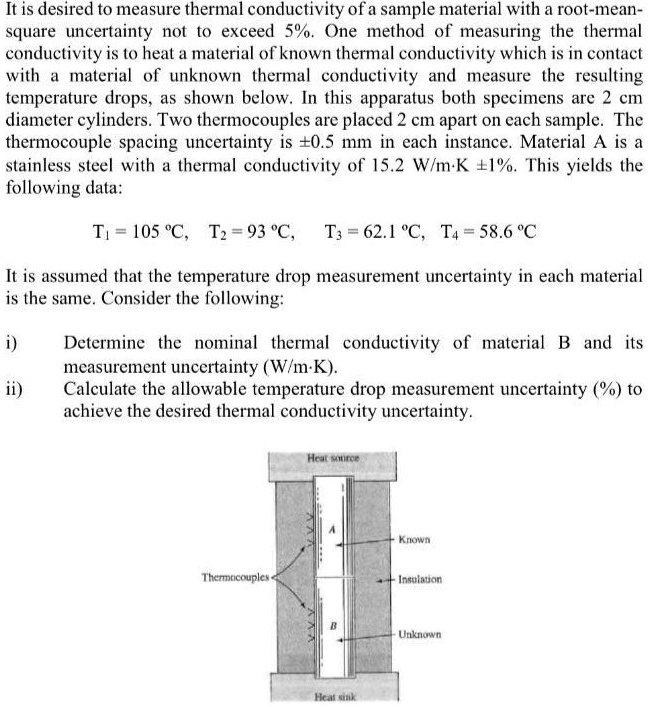 It is desired to measure thermal conductivity of a sample material with ...
