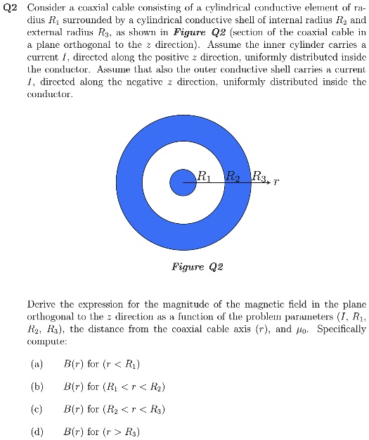 SOLVED: 2. Consider a coaxial cable consisting of a cylindrical conductive element of radius R ...