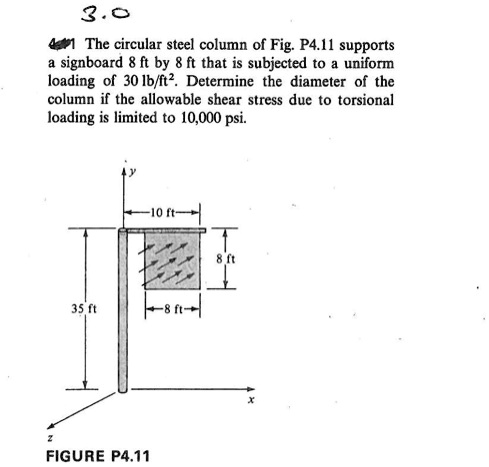 3.0 41 The circular steel column of Fig. P4.11 supports a signboard 8 ...