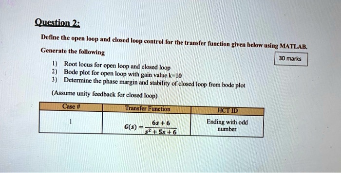 Solved Question 2 Define The Open Loop And Closed Loop Control For 5816