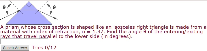 SOLVED: A prism whose cross section is shaped like an isosceles right triangle is made from a ...