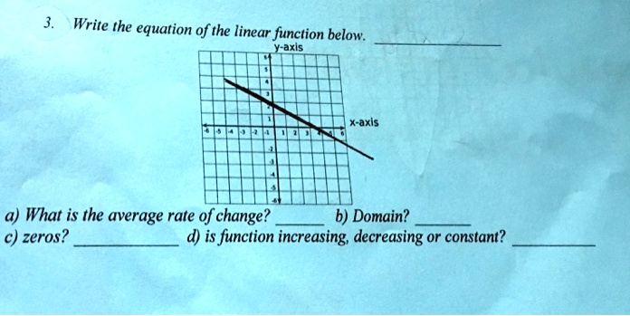 SOLVED: Write the equation of the linear function below: Y-axis X-axls ...