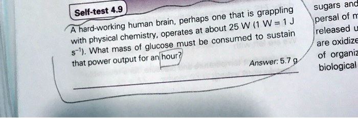 SOLVED: Self-test 4.9 grappling sugars and perhaps one that persal = of ...