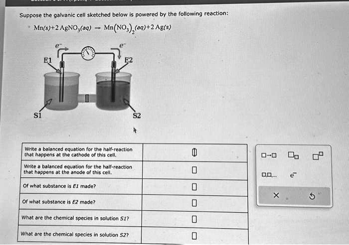 SOLVED: Suppose the galvanic cell sketched below is powered by the ...