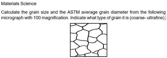Materials Science Calculate the grain size and the ASTM average grain diameter from the ...