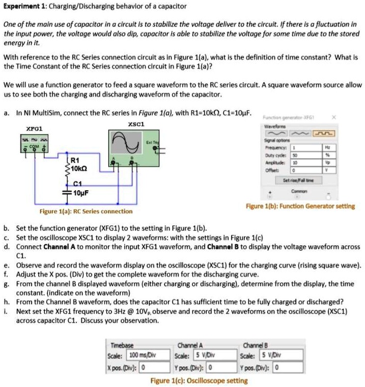 SOLVED: Experiment 1: Charging/Discharging Behavior of Capacitor One of ...