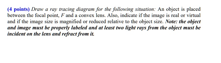 SOLVED:points) Draw a ray tracing diagram for the following situation ...