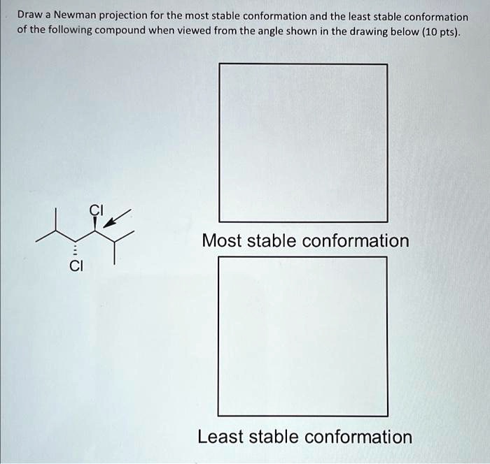 SOLVED: Draw Newman projection for the most stable conformation and the least stable ...