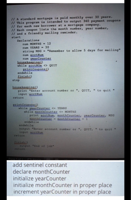 SOLVED: I need help to debug this. This is a pseudo code written in C++ language. // A standard ...
