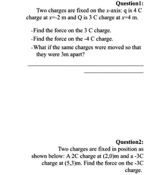 SOLVED: Question]: Two charges are fixed on the x-axis: is 4 € charge ...