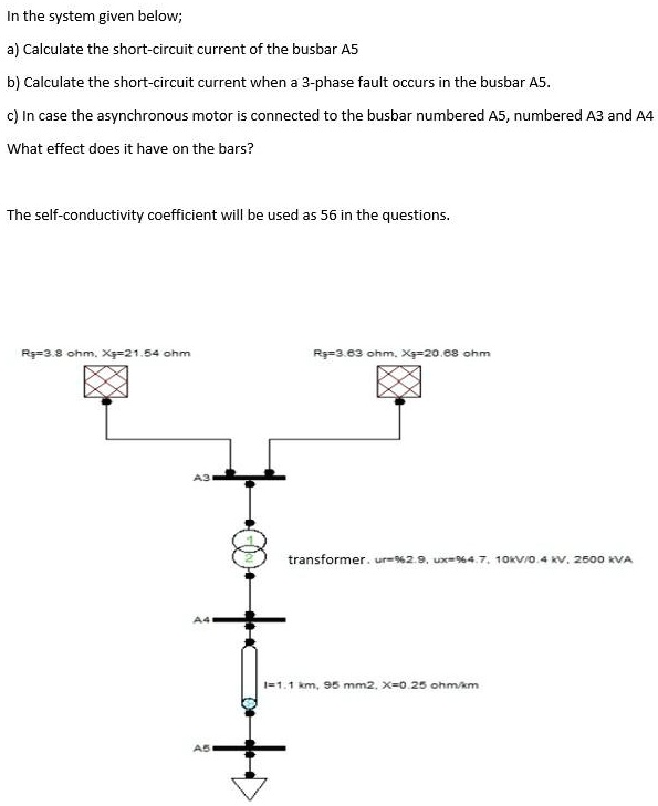 SOLVED: In the system given below: a) Calculate the short-circuit current of the busbar A5. b ...