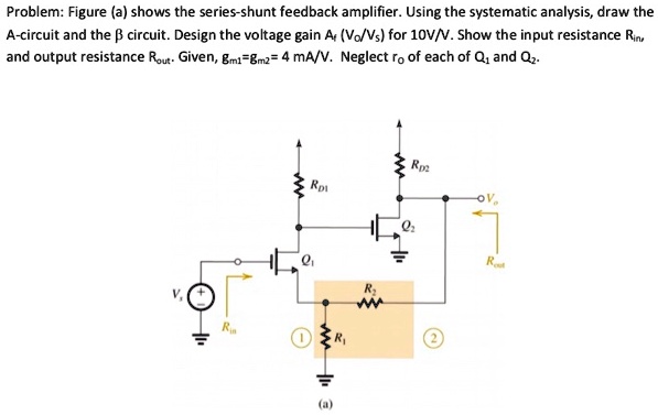 SOLVED: Problem: Figure (a) shows the series-shunt feedback amplifier. Using systematic analysis ...