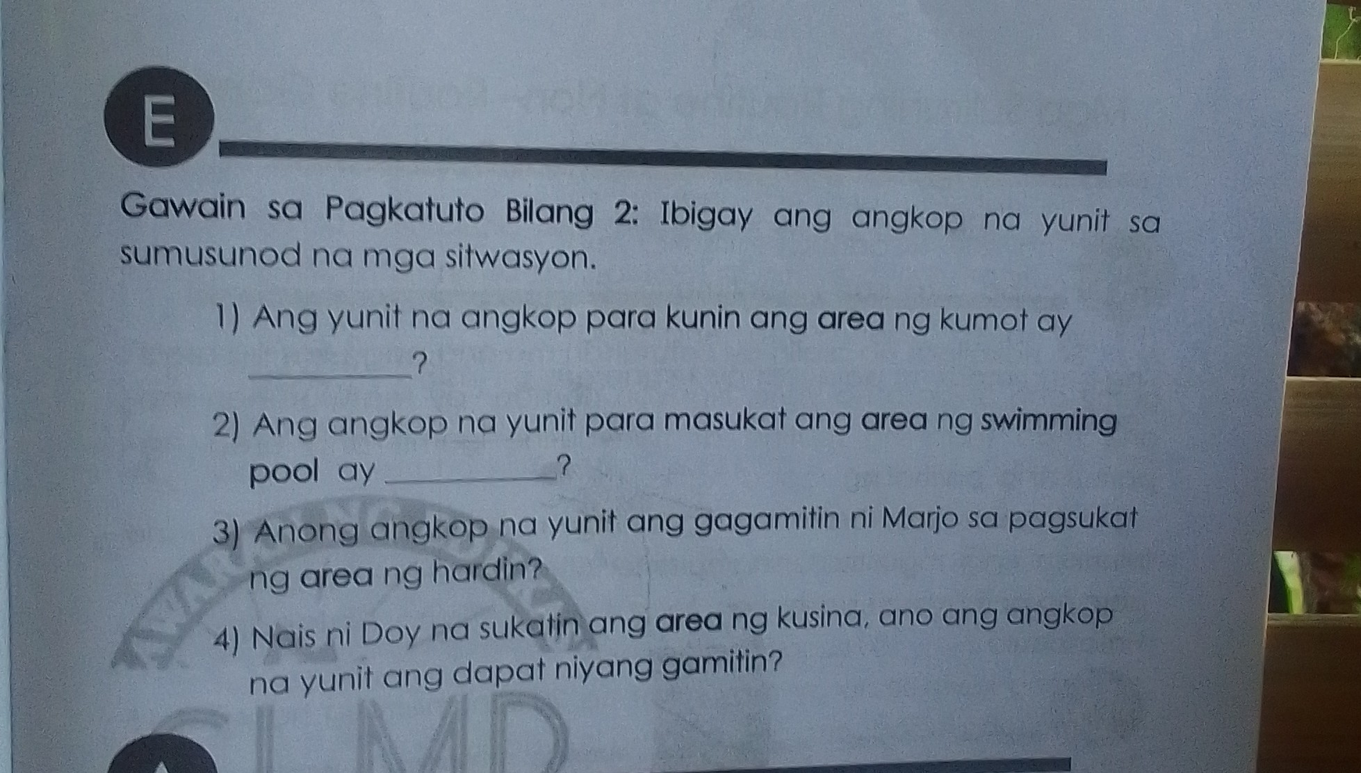 Gawain sa Pagkatuto Bilang 2: Ibigay ang angkop na yunit sa sumusunod ...