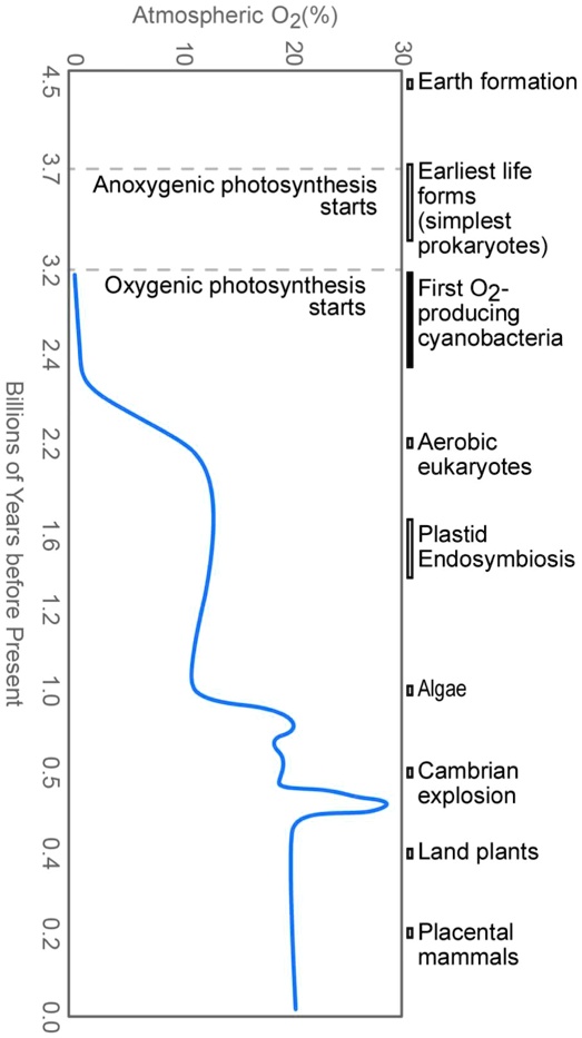 SOLVED:Atmospheric 02(%) 5 8 Earth formation W Earliest life Anoxygenic ...