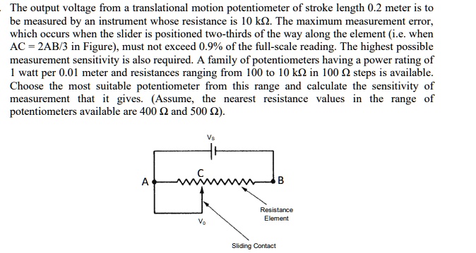 SOLVED: The output voltage from a translational motion potentiometer of stroke length 0.2 meter ...