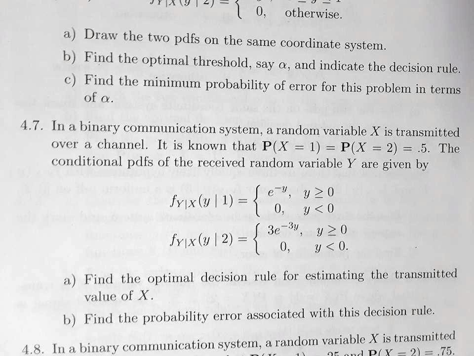 SOLVED: Question 4.7 Otherwise, a) Draw the two PDFs on the same ...