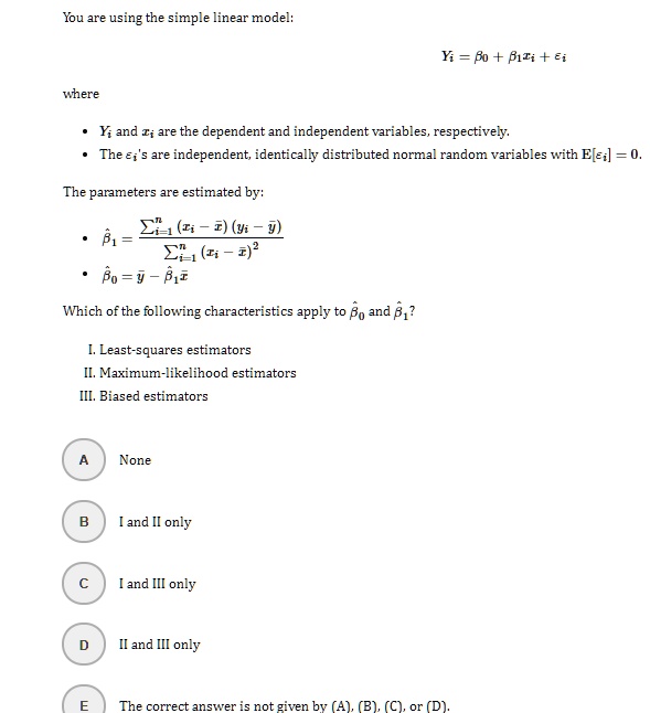 SOLVED:You are usingthe simple linear model: Y = Bo B1ti + â‚¬ where Yi ...