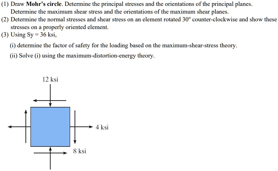 (1) Draw Mohr's circle. Determine the principal stresses and the ...