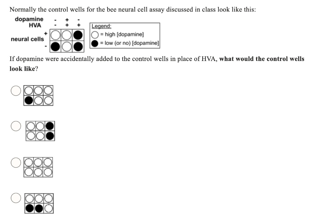 Normally the control wells for the bee neural cell assay discussed in ...