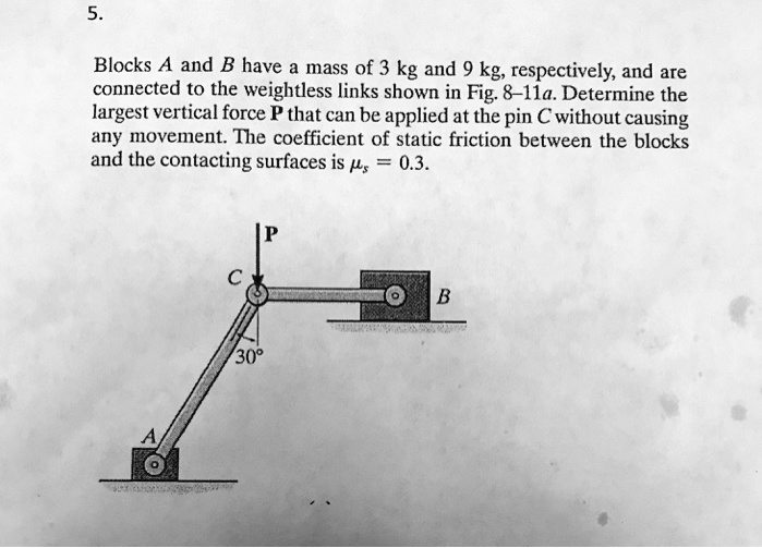5. Blocks A and B have a mass of 3 kg and 9 kg, respectively, and are ...