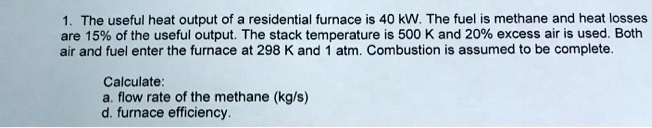SOLVED: 1. The useful heat output of a residential furnace is 40 kW.The ...